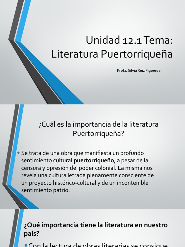 Unidad 12.1 Tema 2 Literatura de Puerto Rico | PDF | Puerto Rico