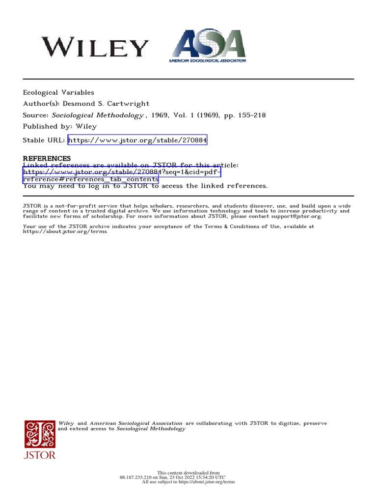 Ecological Variables | Download Free PDF | Ecology | Statistics