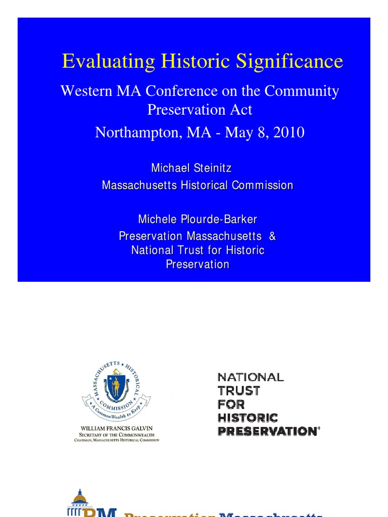 Evaluating Historic Significance | PDF | Conservation And Restoration ...