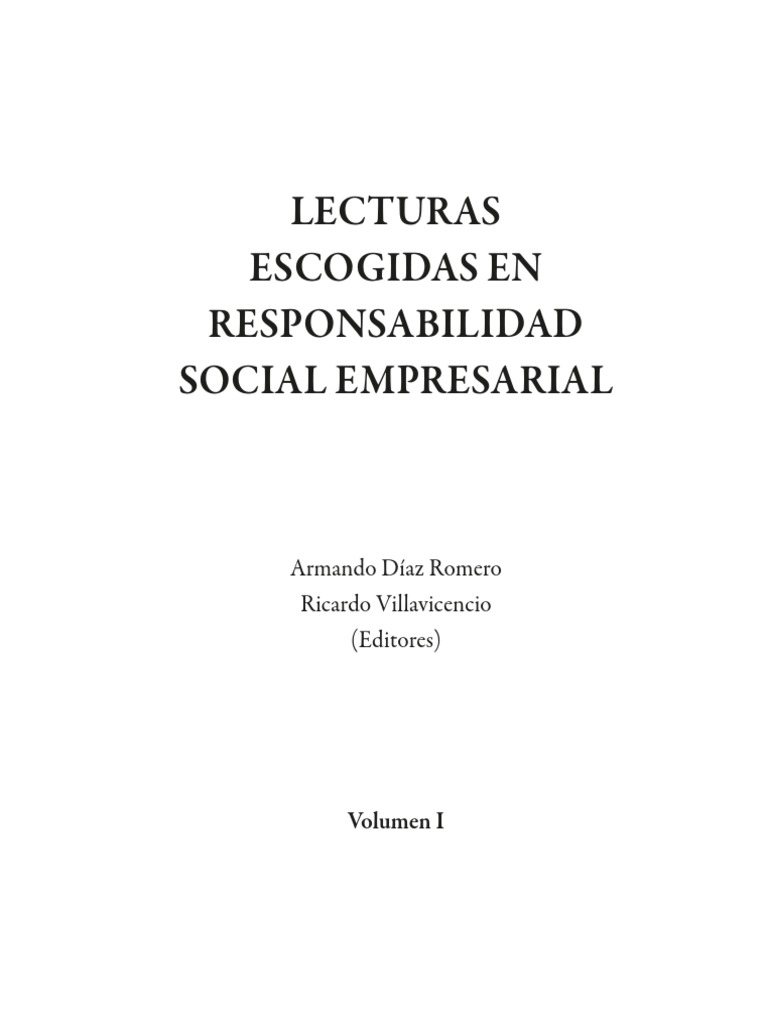 Lecturas Escogidas en Responsabilidad Social Empresarial | PDF | Responsabilidad social ...
