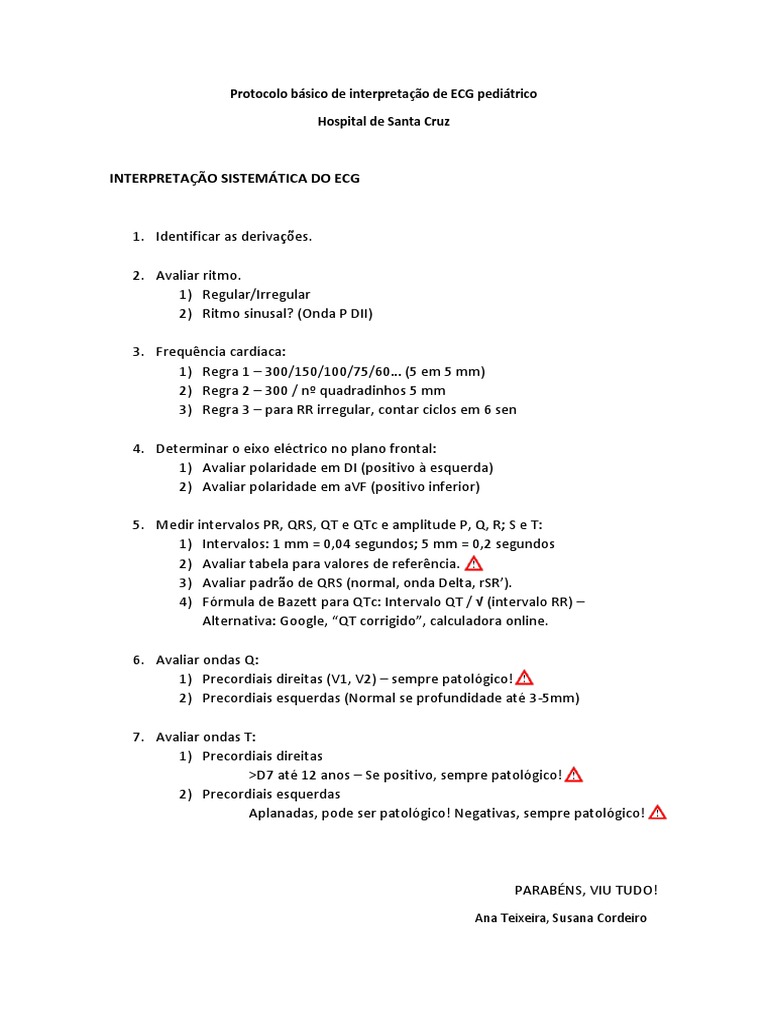 Protocolo Interp ECG Pediátrico | PDF