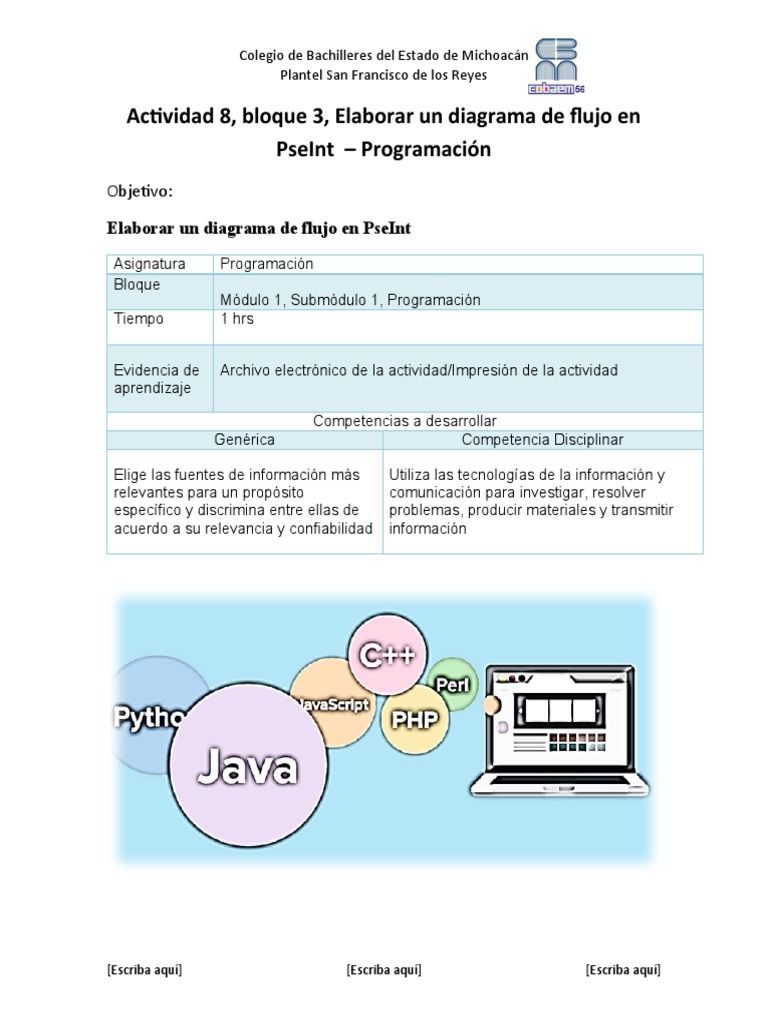 Actividad 8 Bloque 3 Elaborar Un Diagrama de Flujo en PseInt | PDF | Algoritmos | Programación ...