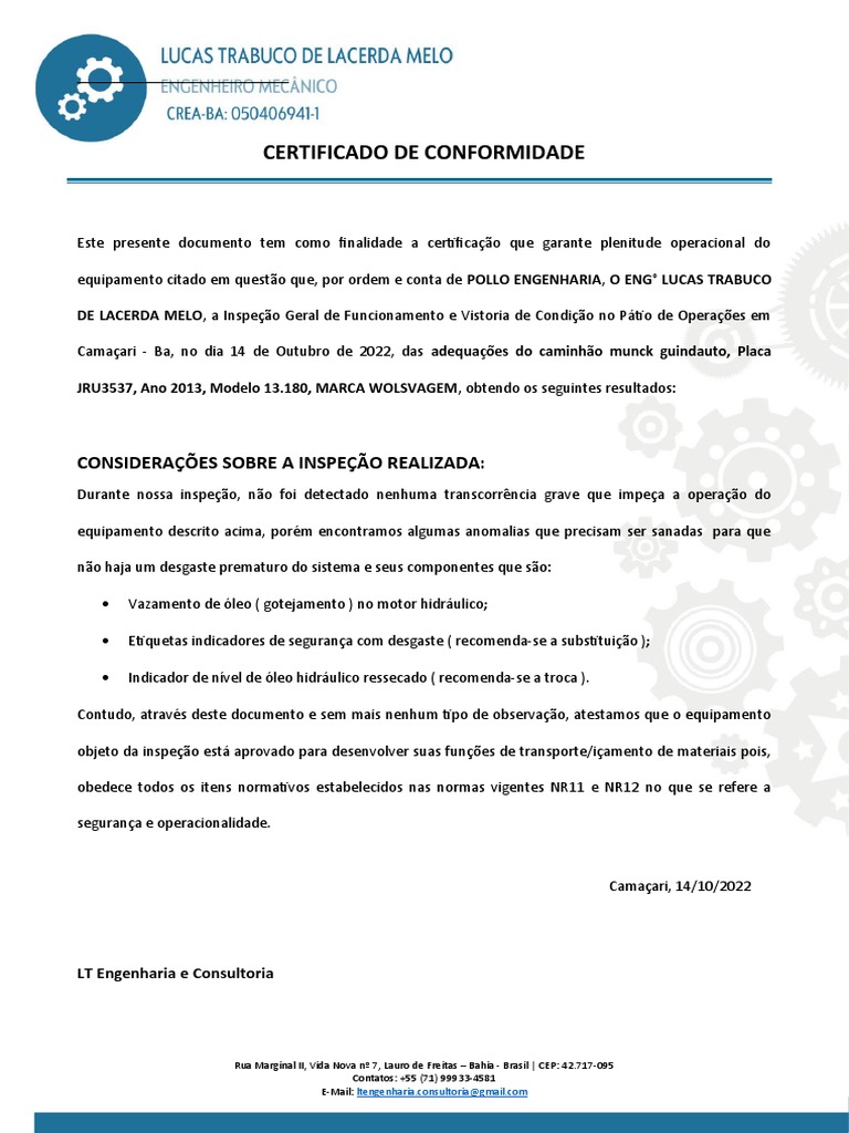 Relatório de Conformidade | PDF