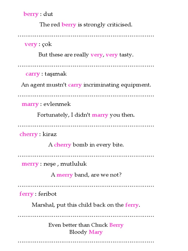 Berry Very Carry Marry Cherry Merry Ferry | PDF