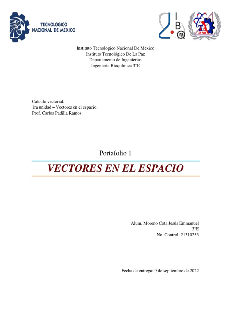 (Portafolio) Unidad 1. Vectores en El Espacio | PDF | Espacio vectorial | Escalar (Matemáticas)