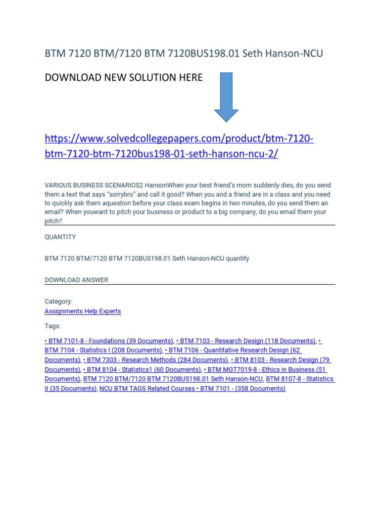 BTM 7120BUS198.01 Seth Hanson | PDF | Methodology | Science