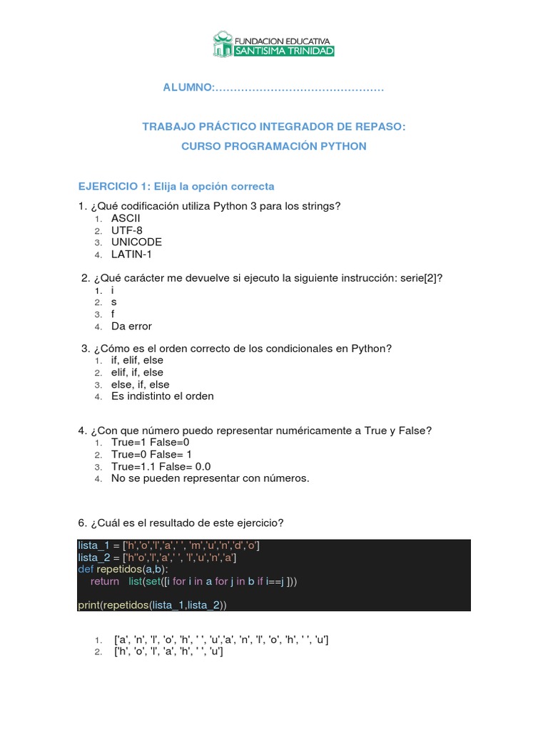Práctico de Programación Python | PDF | Python (lenguaje de programación) | Objeto (informática)