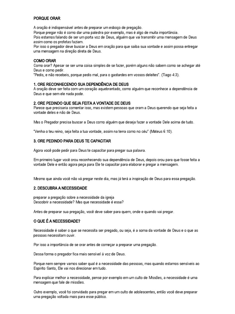 Porque Orar | PDF | Pastor | Oração