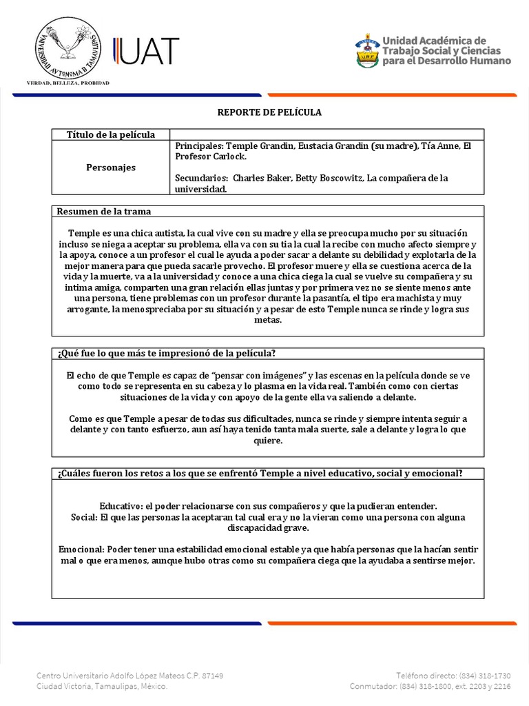 Formato Reporte de Película | PDF