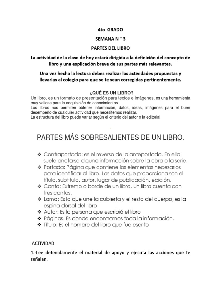 ACTIVIDAD #02 EL LIBRO 4to Grado | PDF