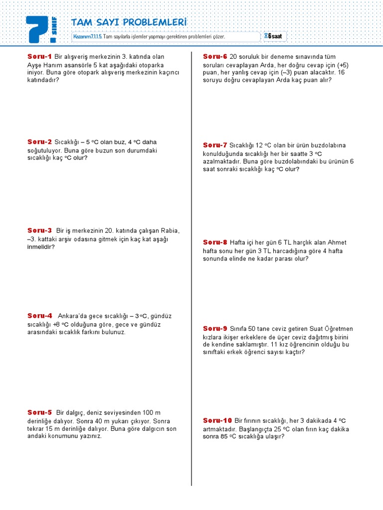 Tam Sayı Problemleri | PDF