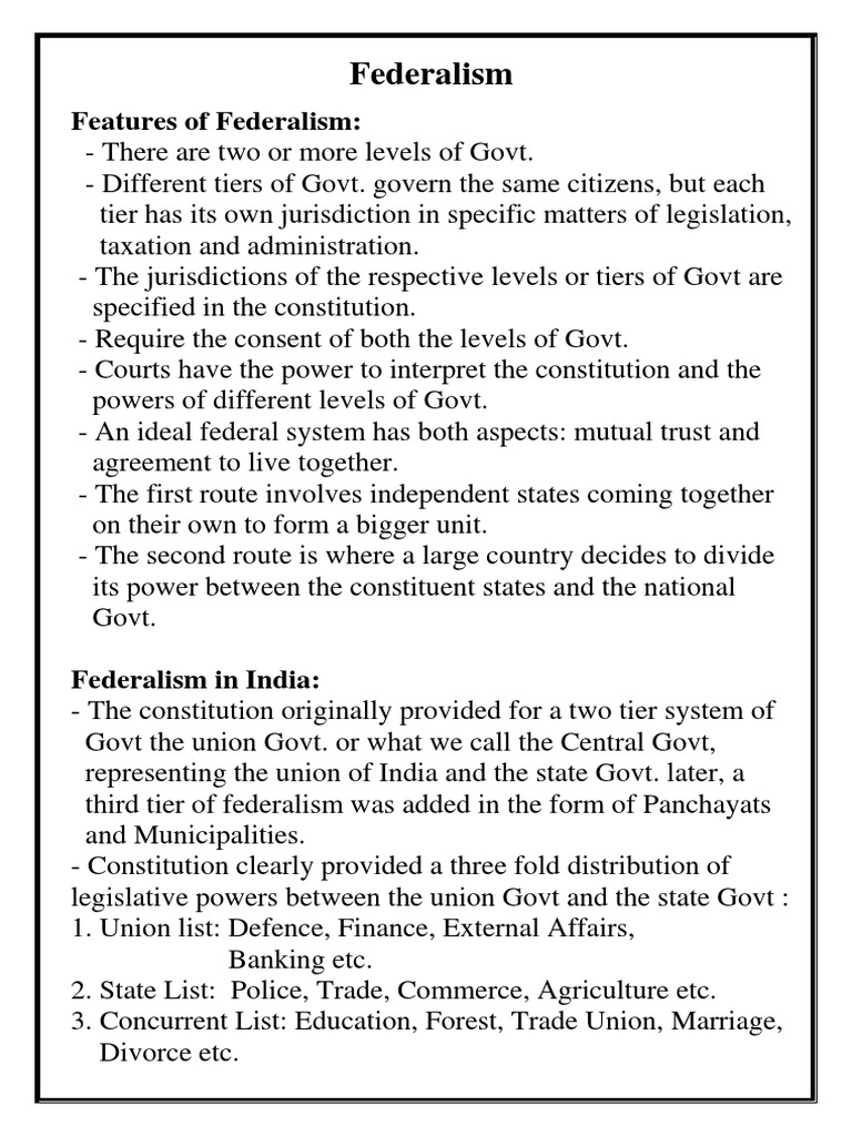 Federalism Class 10 | PDF | Law