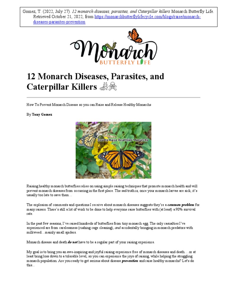 12 Monarch Diseases Parasites and Caterpillar Killers | PDF | Pupa ...