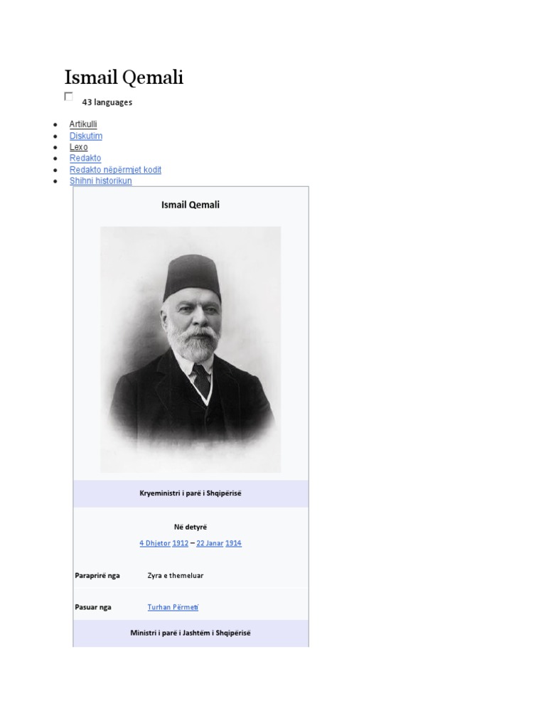Ismail Qemali Wikipediia | PDF