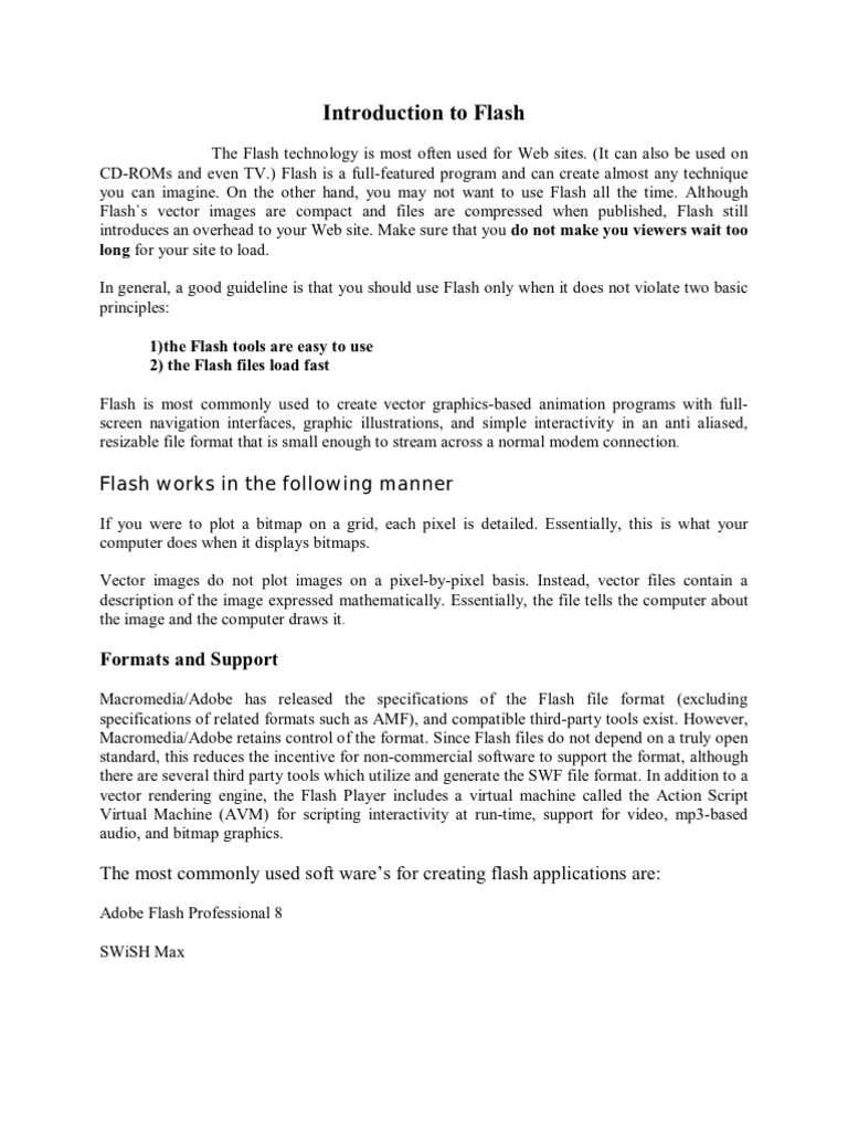 Introduction To Flash | PDF | Adobe Flash | Computing