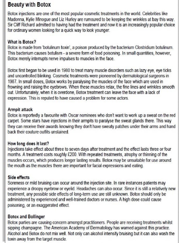 Beauty With Botox Reading | PDF