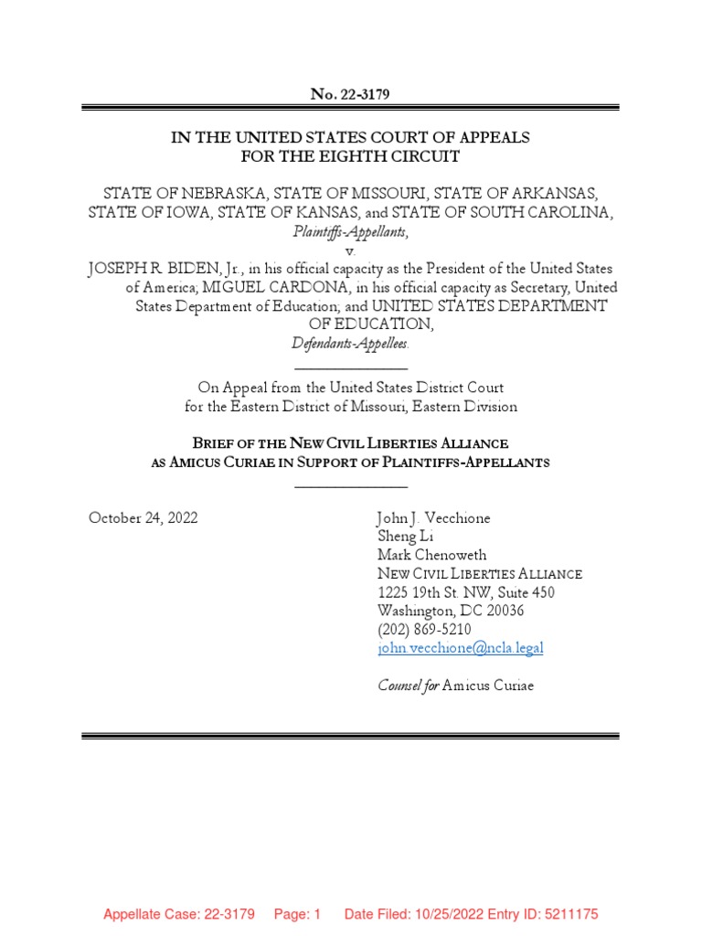 Amicus Curiae Brief NCLA 22-3179 | PDF | United States Congress ...