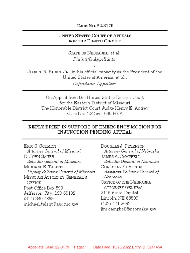22-3179 Reply Brief in Support of Emergency Motion For Injunction Pending Appeal | PDF ...