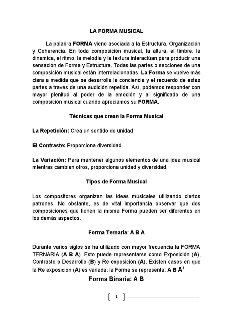 LA FORMA MUSICAL - Original | PDF | Variación (música) | Suite (Música)