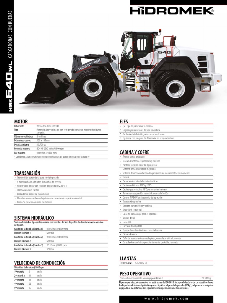 Hidromek 640WL | PDF | Eje | Bomba