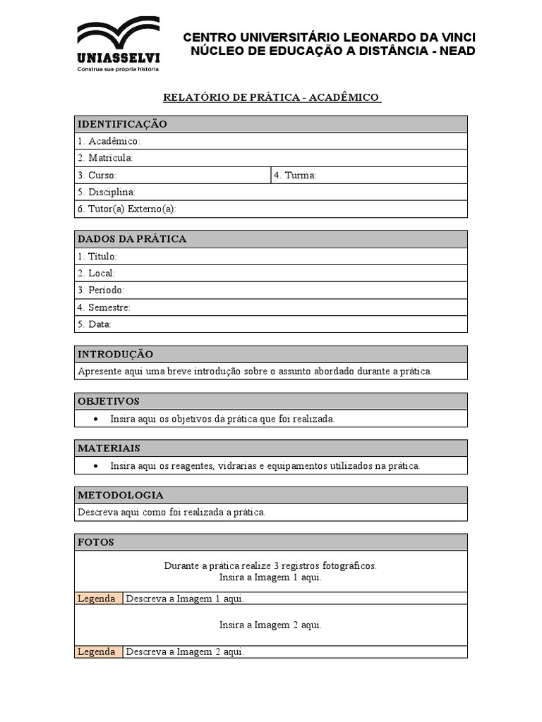 Modelo de Relatório Acadêmico | PDF