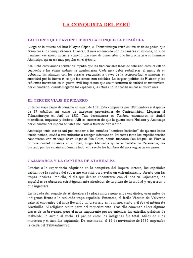 Eda 6 Actividad 1 - La Conquista Del Perú | PDF | Imperio Inca ...