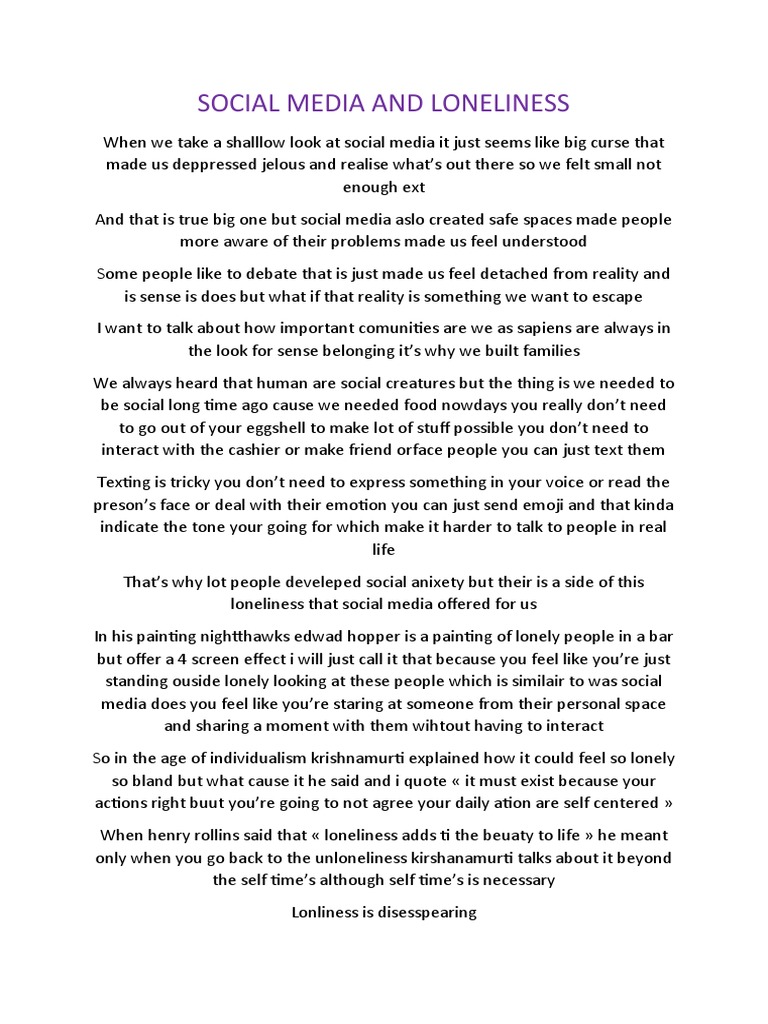 Social Media and Loneliness | PDF | Loneliness | Social Media