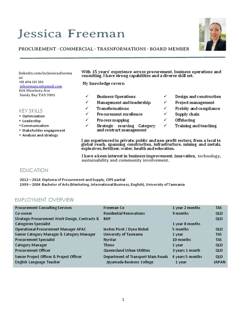 Jessica Freeman: Procurement Expert Profile | PDF | Procurement ...