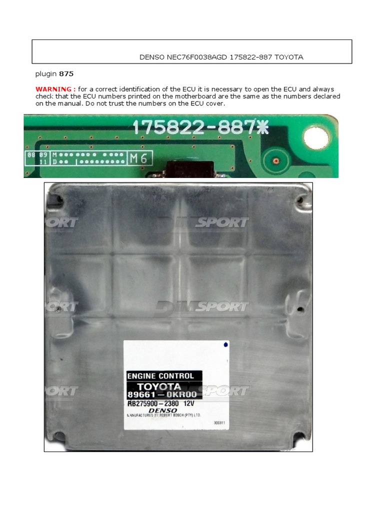 Denso Nec76f0038agd 175822-887 Toyota | PDF