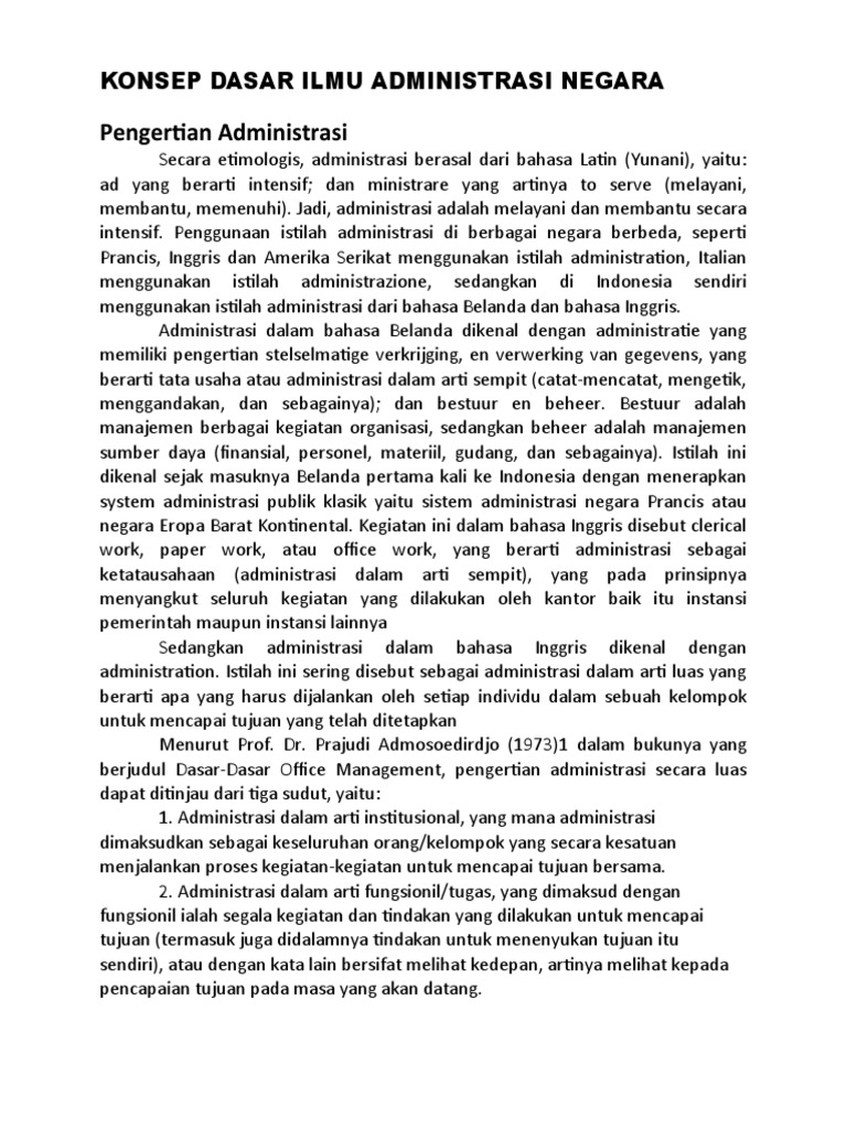 Materi Konsep Dasar Ilmu Administrasi Negara | PDF