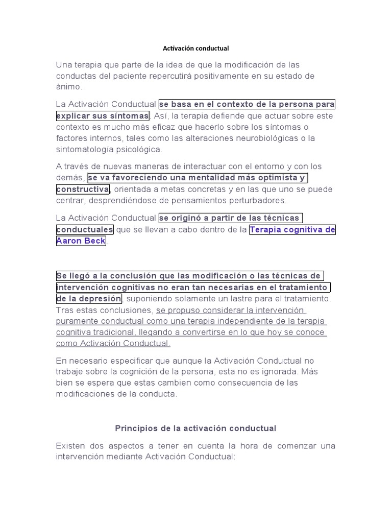 Activacion Conductual y Depresion | PDF | Comportamiento | Psicoterapia