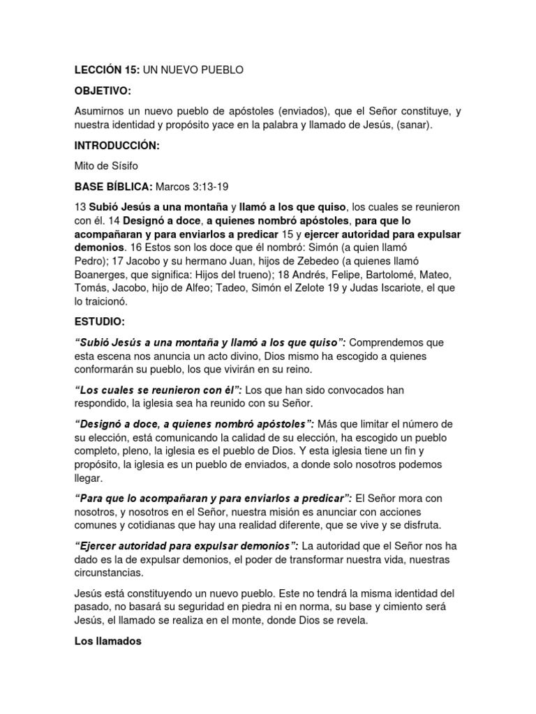 LECCIÓN 15 - Un Nuevo Pueblo | PDF | Jesús | Dios