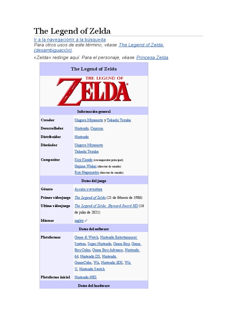 Historia y Éxito de The Legend of Zelda | PDF | La leyenda de Zelda ...