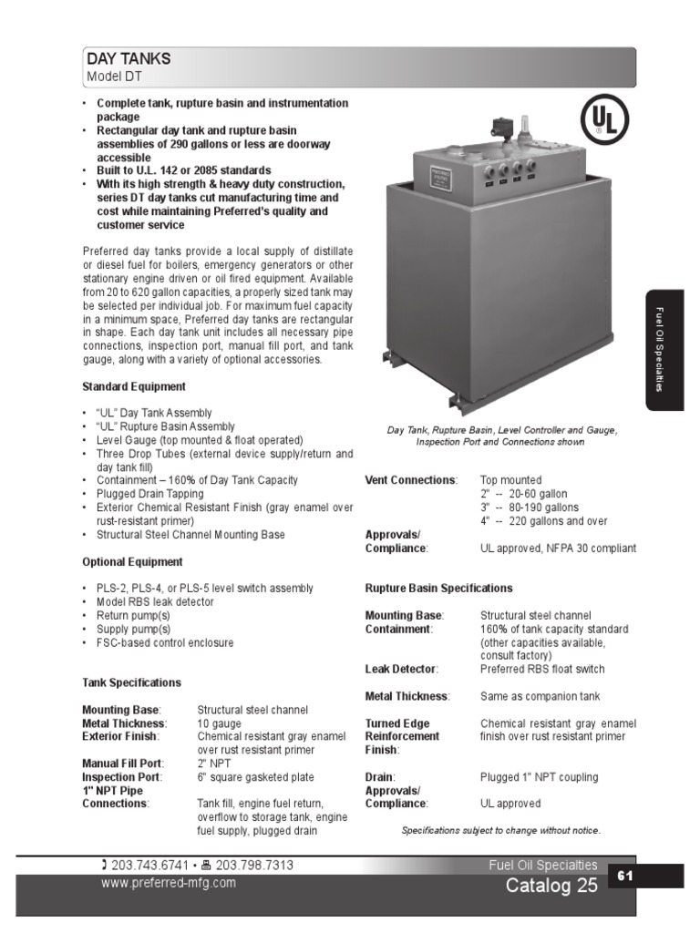 Fuel Oil Day Tanks Guide | PDF | Valve | Pump