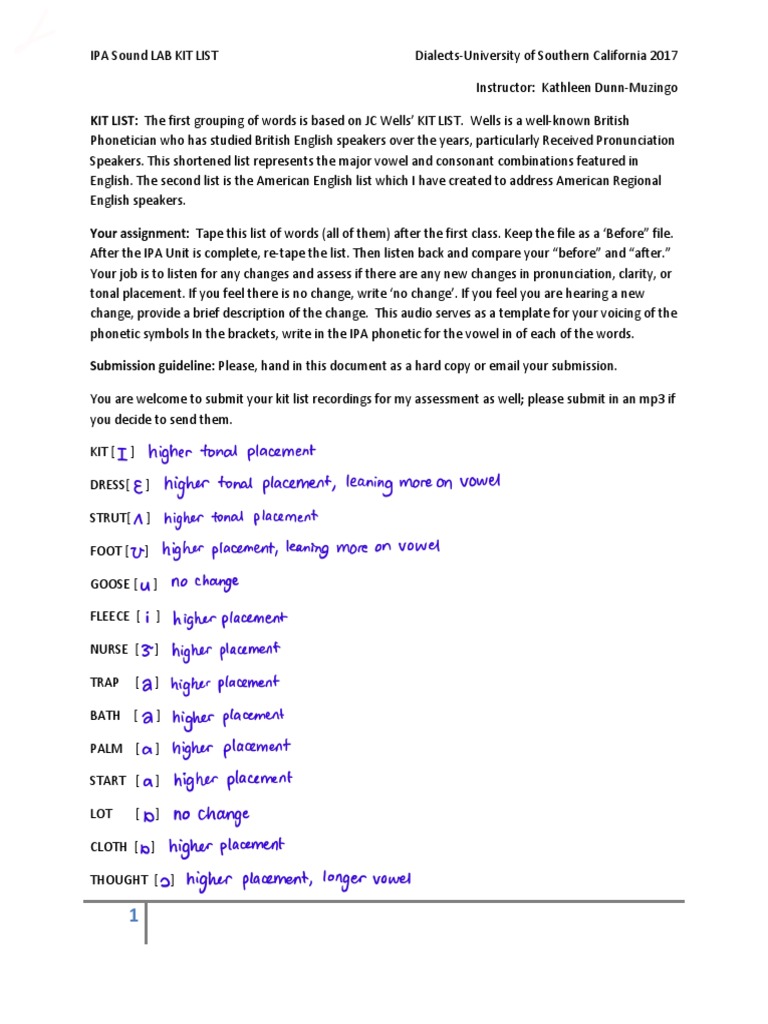 Kit List | PDF | Phonetics | Language Families