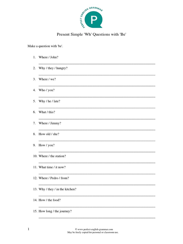 Present Simple Form Be Wh-Questions | PDF | Semantic Units | Human ...