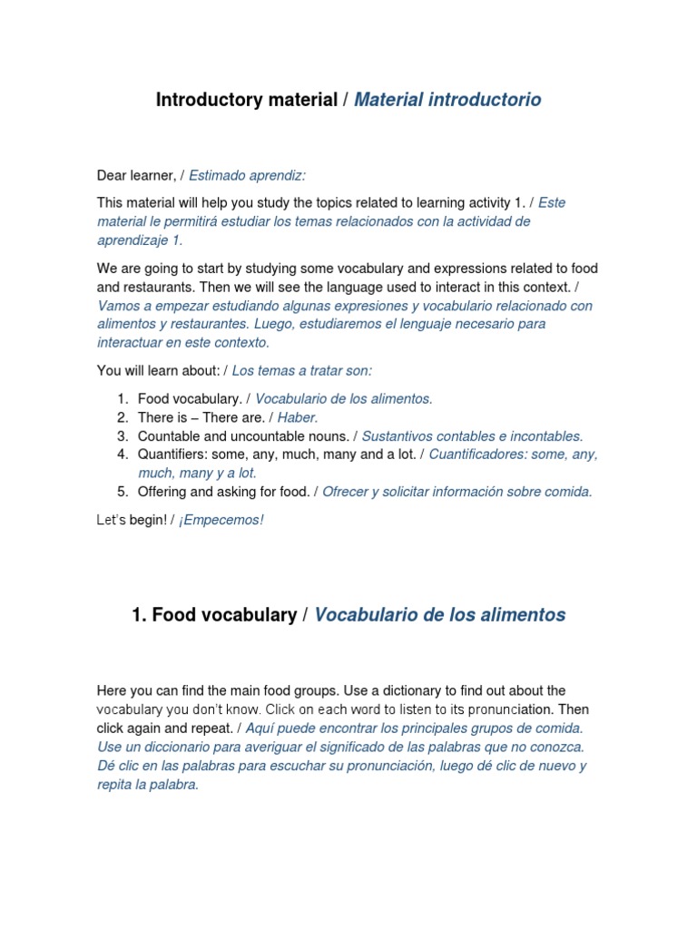 1 - Food and Restaurants | PDF