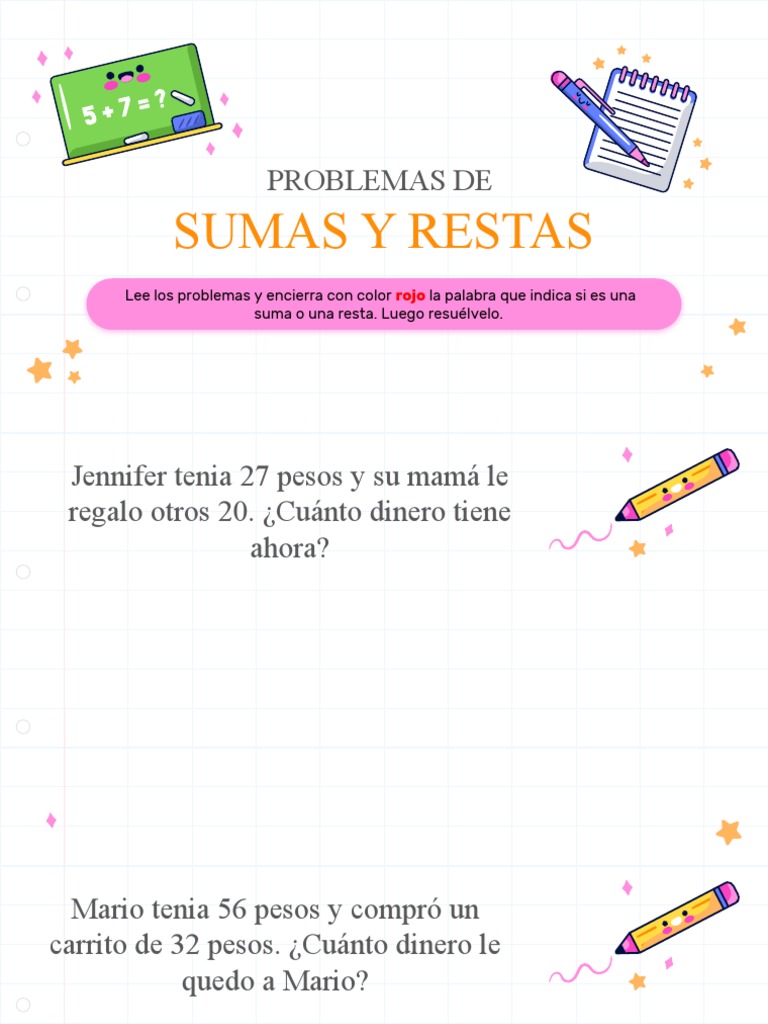 Problemas de Sumas y Restas para Niños | PDF | Novela negra, policíaca ...