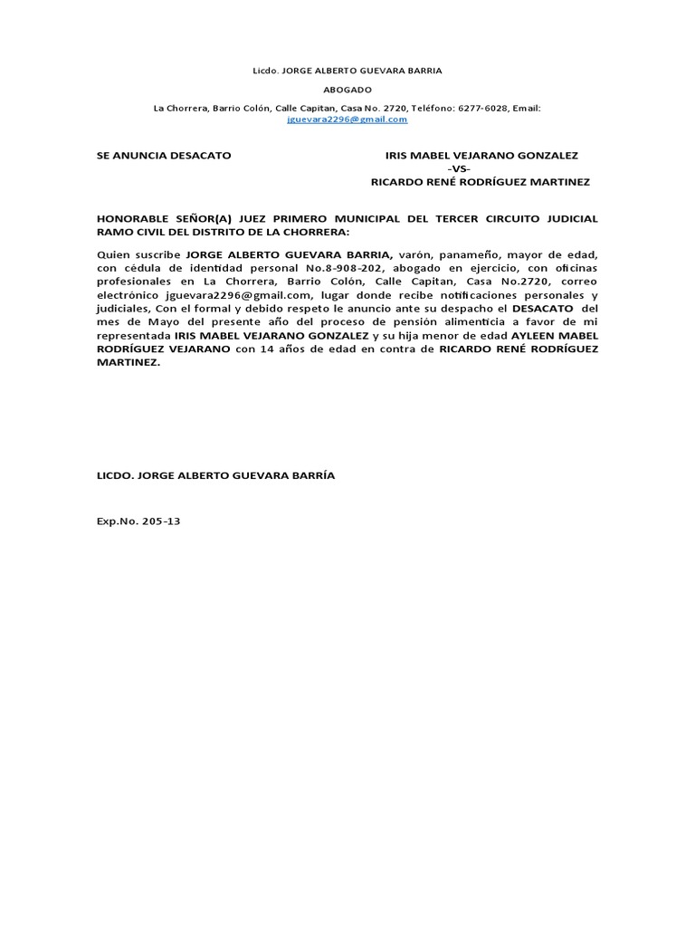 Solicitud de Desacato | PDF