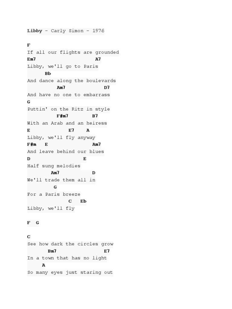 Libby - Carly Simon (Chords and Lyrics) | PDF