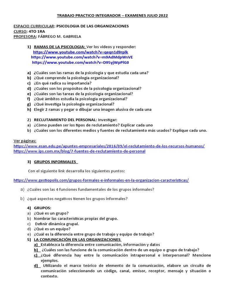 T.P. Integrador Psicolog de Org 4to 1ra | PDF | Informática