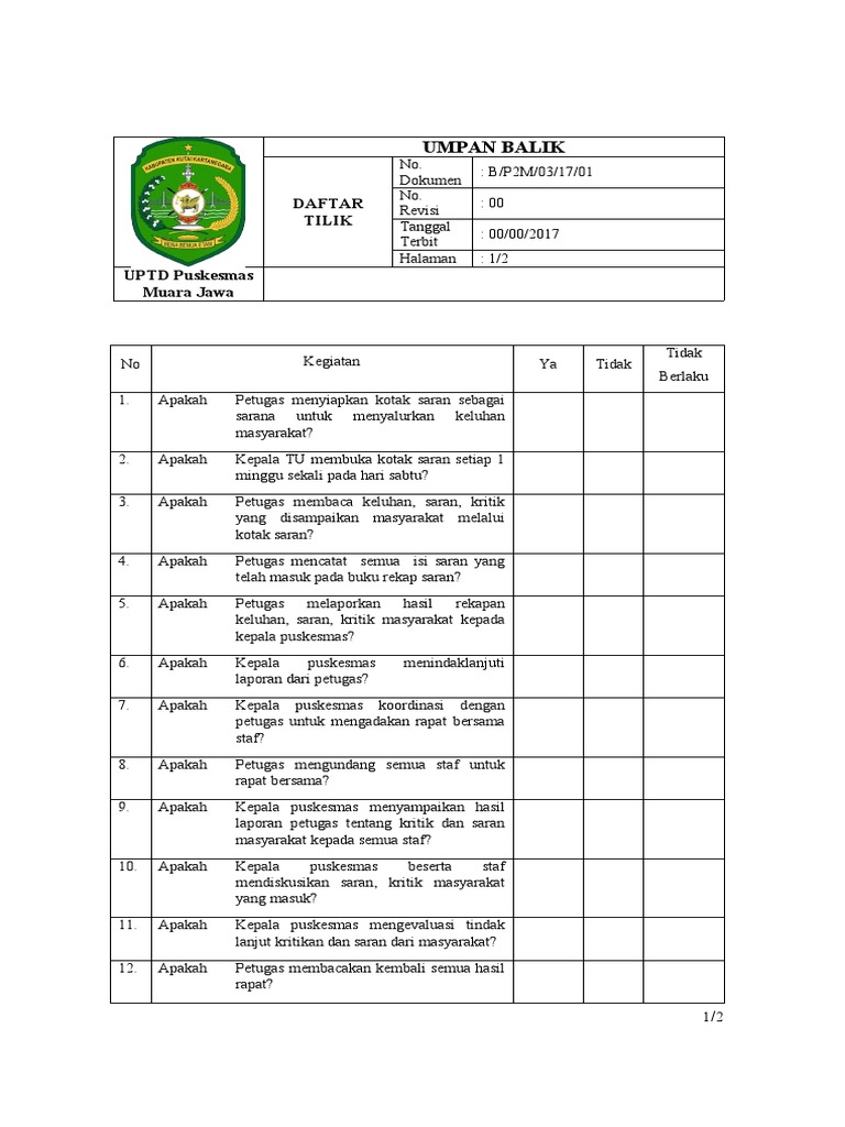 Daftar Tilik | PDF