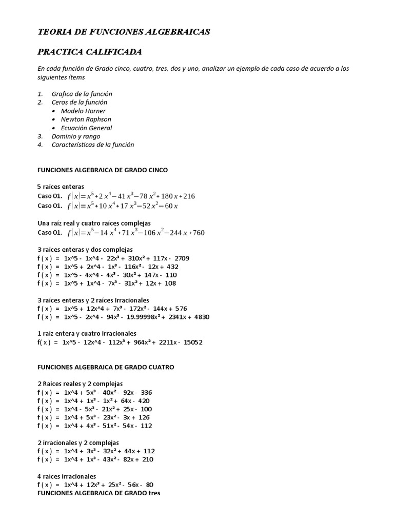 PRACTICA Teoria de Ecuaciones | PDF | Ecuaciones | Función (Matemáticas)