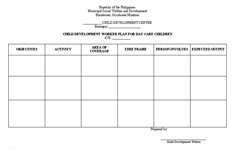 Child Development Worker Plan Template | PDF | Business | Finance ...
