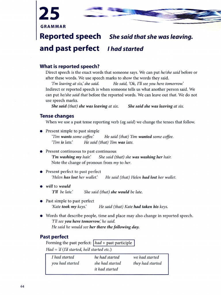 Reported Speech Statements - Practice | PDF