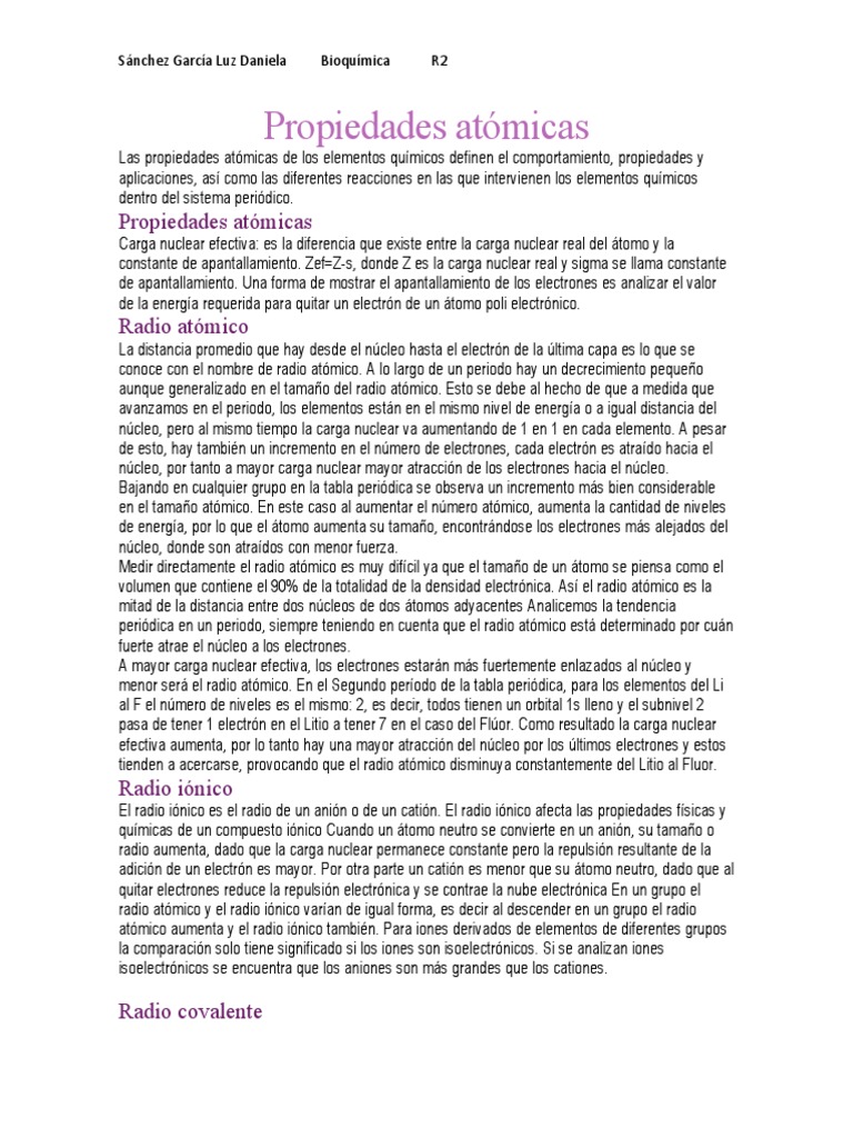 Propiedades atómicas fundamentales y su importancia en la comprensión ...