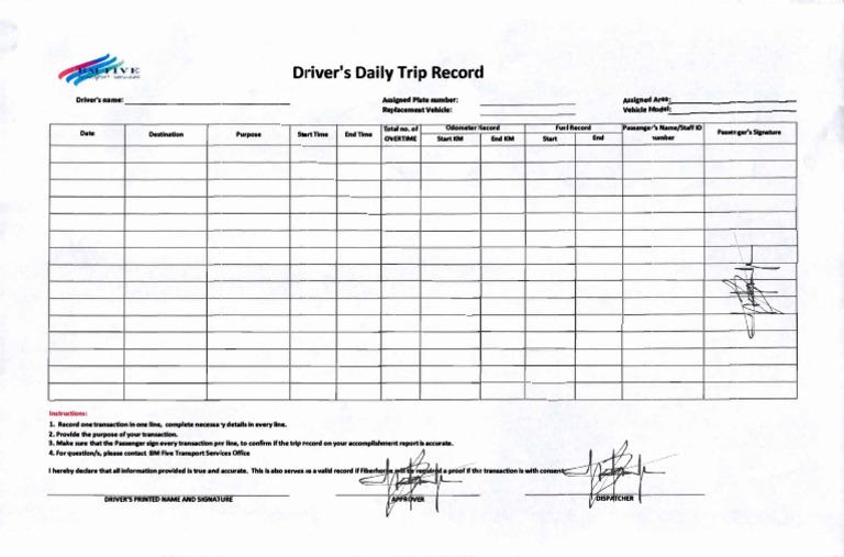DTR Soft Copy For Driver | PDF
