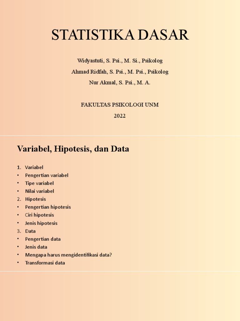 Panduan Variabel dan Hipotesis Statistik | PDF