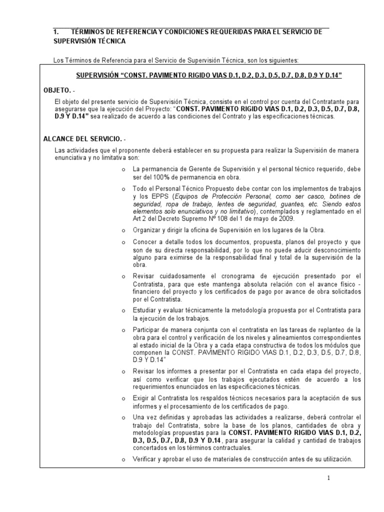 Supervisión Const. Pavimento Rigido 1 | PDF | Contratista general