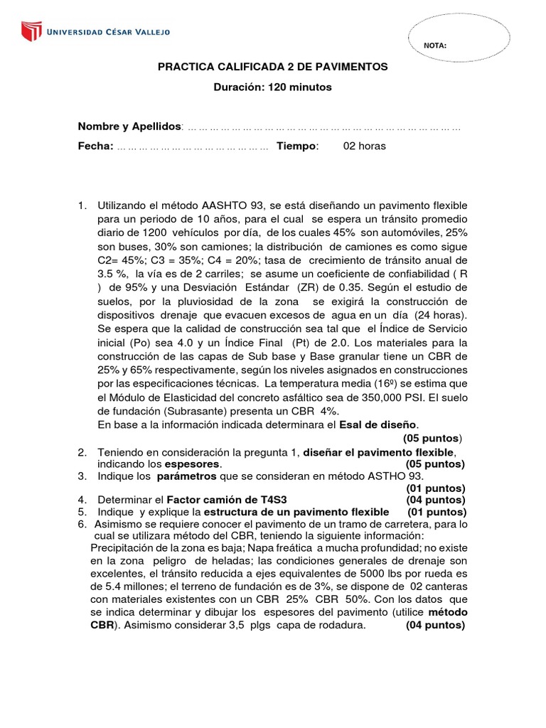 PRACTICA CALIFICADA 2 DE PAVIMENTOS Act 3 | PDF